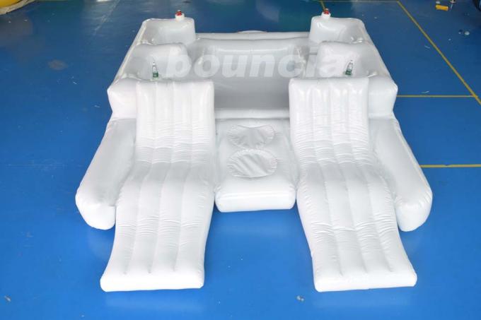 White Color 6 Persons Inflatable Floating Island Lounge For Water Sports