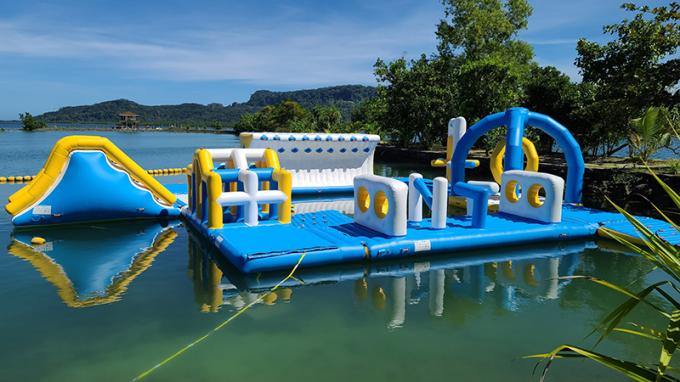 Customized Aqua Outdoor Water Trampoline Park TUV Approved 2.5m Depth